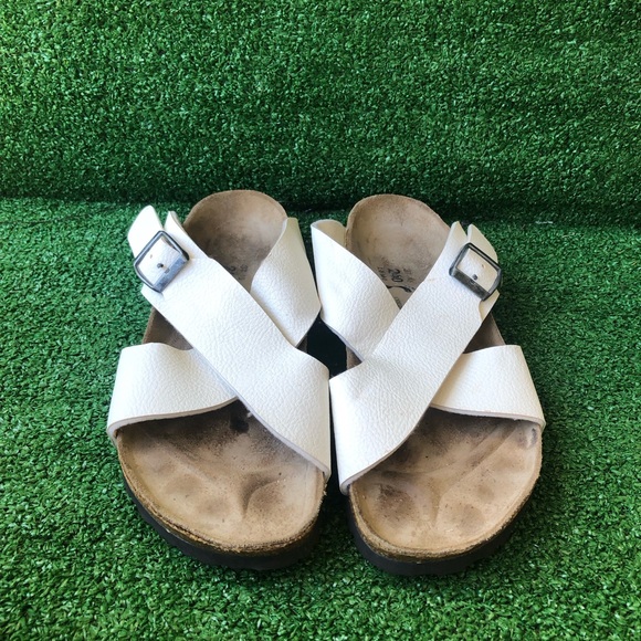 Birkenstock | Shoes | Birkenstock Birkis Sz 37 White Cross Strap ...